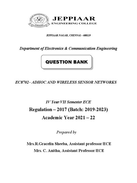 Awsn Question Bank 2017 Regulation Pdf Wireless Ad Hoc Network