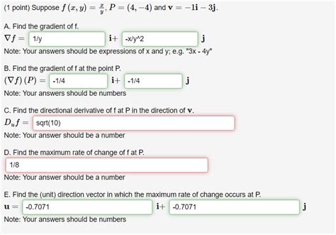 Solved 1 Point Suppose F X Y 4 P 4 4 And V Chegg Com