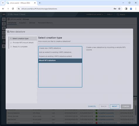 VMware ESXi Add Datastore NFS Server World