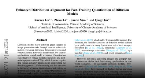 Paper Page Enhanced Distribution Alignment For Post Training Quantization Of Diffusion Models