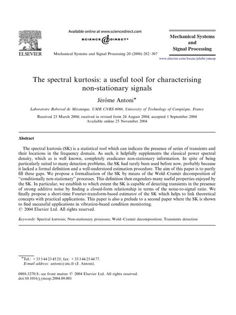 spectral kurtosis pdf spectral density stationary process