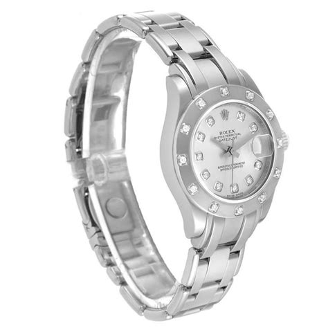 Rolex Datejust Pearlmaster White Gold Diamond Ladies Watch 80319 Box