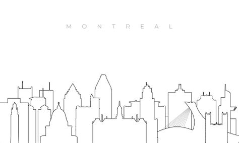 몬트리올 스카이 라인 개요 몬트리올 도시 건물과 라인 스타일의 랜드 마크가있는 트렌디 한 템플릿 스톡 벡터 디자인 몬트리올에 대한 스톡 벡터 아트 및 기타 이미지 Istock