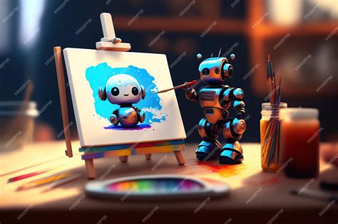 Robot Artiste Peinture Dessin Ai Art Photo Premium
