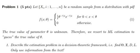 Solved Problem 1 5 Pts Let Xi I 1 N Be A Random Sample Chegg Com