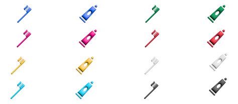 Toothpaste Brush Icon Set Colorful Symbols Graphic Elements 18725961 Png