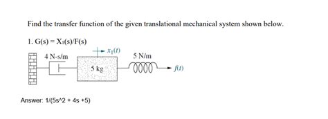 Solved Find The Transfer Function Of The Given Translational Chegg Com
