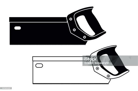 백톱 실루엣과 윤곽선 벡터 쇠톱 고립 된 그림입니다 톱톱 목수 도구 목재 절단 장비 건설 산업에 대한 스톡 벡터 아트 및 기타 이미지 건설 산업 금속 날 Istock