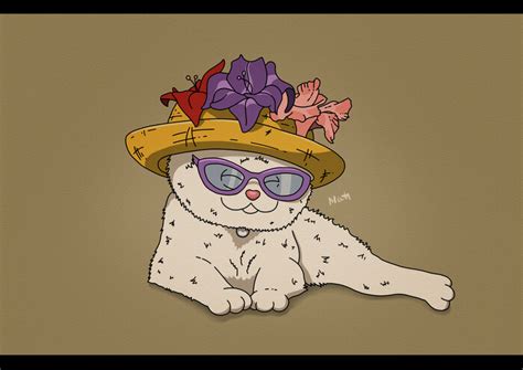 Иллюстрация Котик в шляпе в стиле портрет