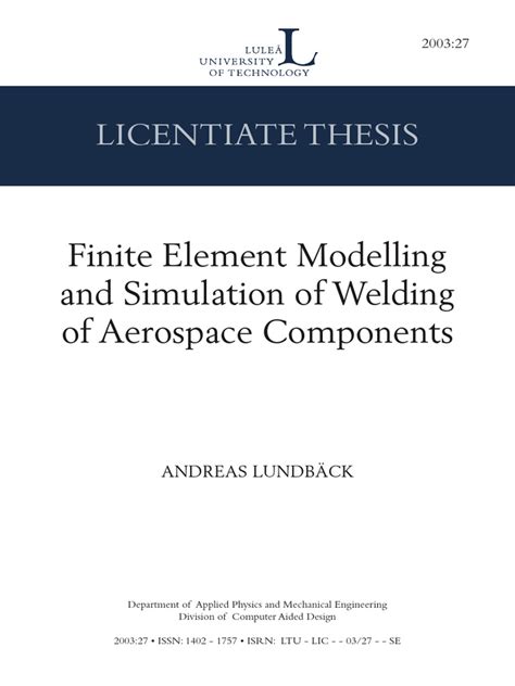 Finite Element Modelling And Simulation Of Welding Of Aerospace