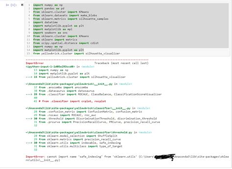 Error Handling Cannot Import Silhouette Visualizer Tried Almost