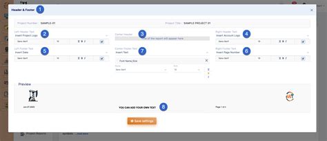 Custom Header And Footer For Project Reports