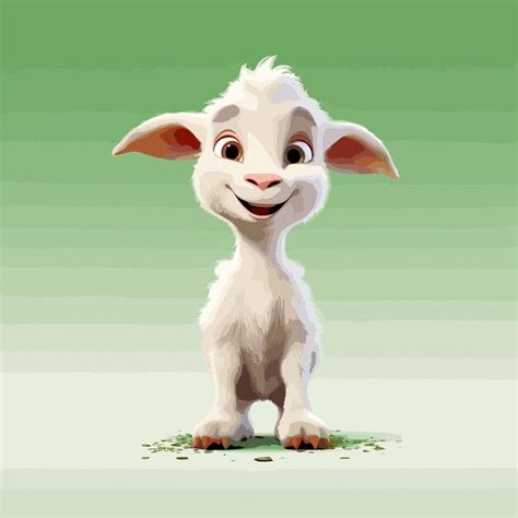Illustration Der Cartoon Tierfigur Cute Goat Premium Ki Generierter Vektor