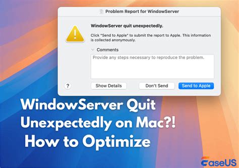 Windowserver Quit Unexpectedly Warning Jak Zoptymalizować