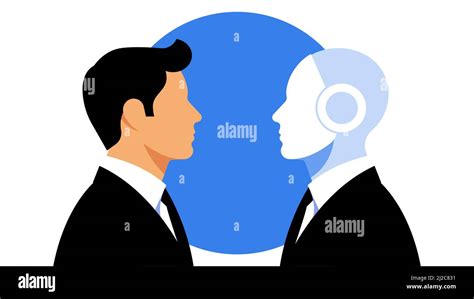 Businessman And The Robot Are Facing Each Other Concept Of Artificial Intelligence In Business