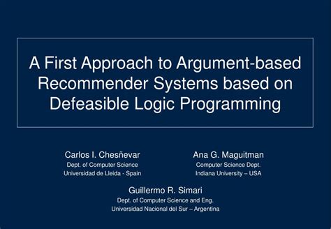 Ppt A First Approach To Argument Based Recommender Systems Based On