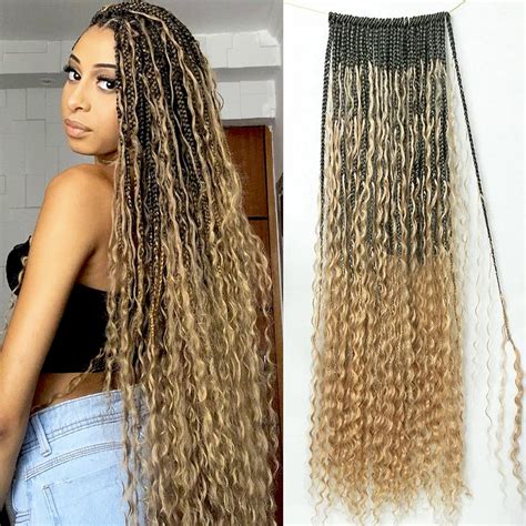 Blg Crochet Boho Box Braids With Human Hair Curls Goddess