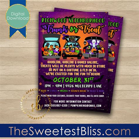 Trunk Or Treat Invitation Halloween Party Invitation Trunk R Treat
