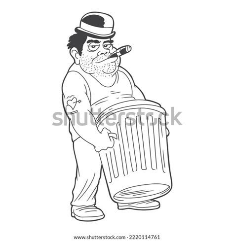 Cartoon Garbage Collector Hand Draw Vector Stock Vector Royalty Free Shutterstock