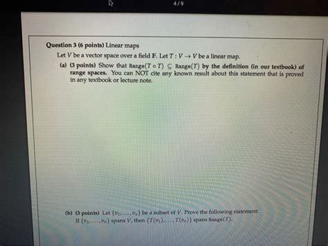 Solved Question Points Linear Maps Let V Be A Chegg