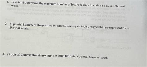 Solved Points Determine The Minimum Number Of Bits Chegg Com