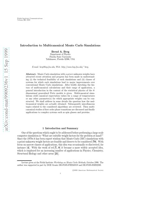Introduction To Multicanonical Monte Carlo Simulations Pdf Physical