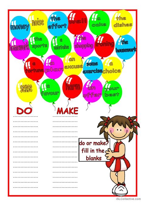 Do Or Make Collocations General Voca Français Fle Fiches Pedagogiques
