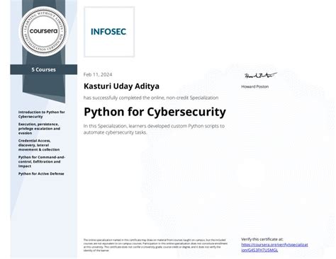Cybersecurity Infosec Coursera Uday Aditya Kasturi