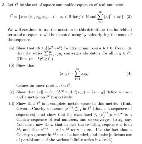 Solved 3 Let L Be The Set Of Square Summable Sequences Of