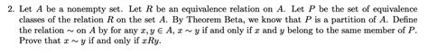 solved 2 let a be a nonempty set let r be an equivalence