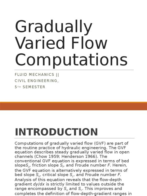 Pdf Gradually Varied Flow Computations Dokumentips