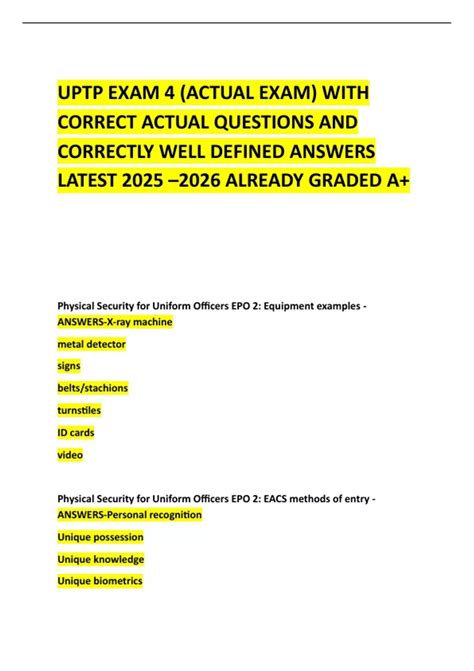 UPTP EXAM ACTUAL EXAM WITH CORRECT ACTUAL QUESTIONS AND CORRECTLY WELL DEFINED ANSWERS