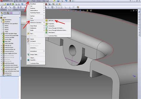 Create A Projection Split Line Solidworks Simple Tutorials