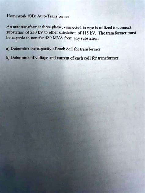 Solved Homework 3b Auto Transformer An Autotransformer Three Phase Connected In Wye Is