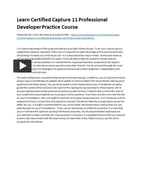 Ppt Learn Certified Capture 11 Professional Developer Practice Course Powerpoint Presentation