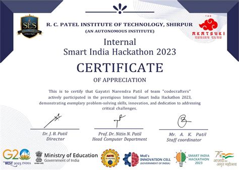 Achievement Innovation Computerengineering Hackathon Gayatri Patil