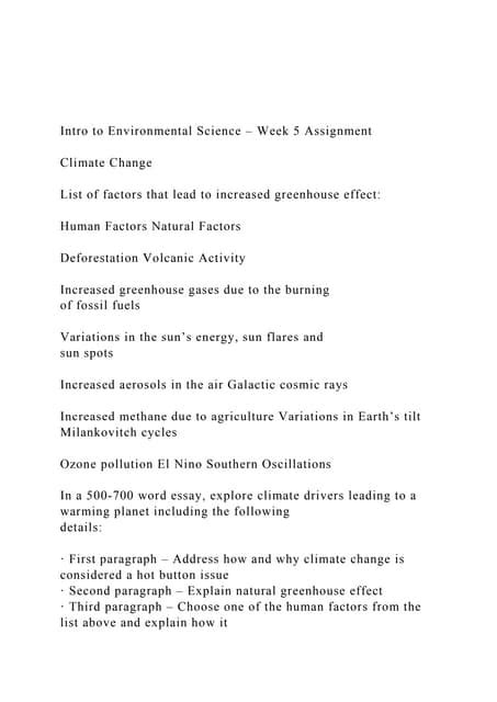 Intro To Environmental Science Week 5 Assignmentclimate Docx
