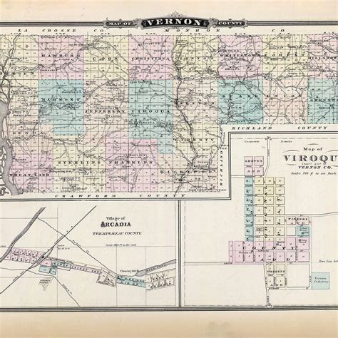 1878 Map Of Vernon County Wisconsin Genealogical Surveyor