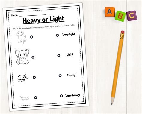 Comparing Weight Activities Heavy And Light Sorting Cut And Paste Worksheet Heavier Or Lighter