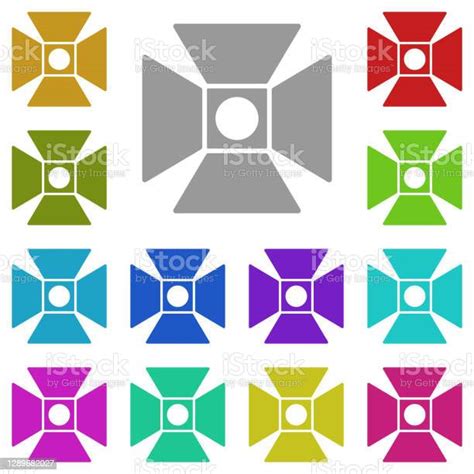 여러 색상의 검색등 아이콘입니다 Ui 및 Ux 웹 사이트 또는 모바일 응용 프로그램에 대한 교육 세트의 간단한 글리프 벡터 0