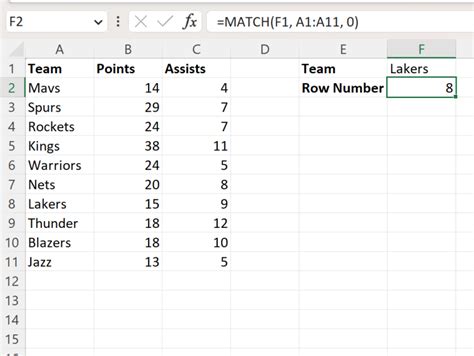 Excel How To Return Row Number Of Matching Cell