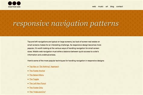 responsive navigation patterns blog web