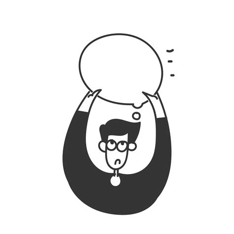 Hand Drawn Doodle Person Holding Blank Bubble Talk 48039757 Vector Art At Vecteezy