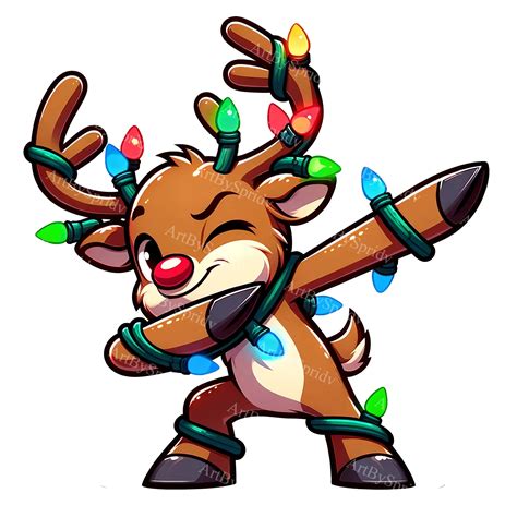 Christmas Reindeer Clipart With Festive Xmas Led Lights Holiday Pngred