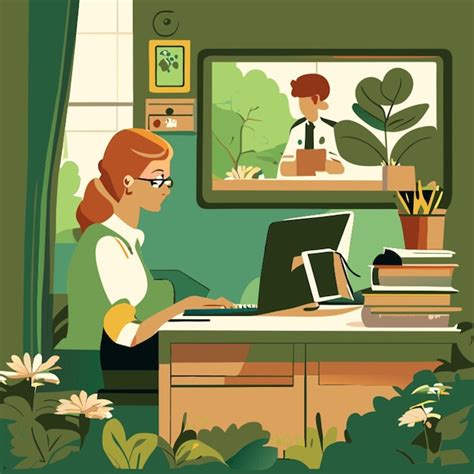 Premium Vector Teacher Using A Computer In The Classroom Vector Illustration