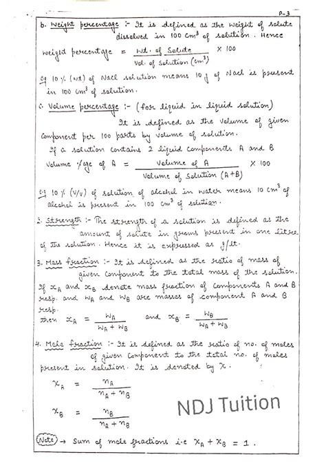 Solution Handwritten Notes For Th Class Chemistry