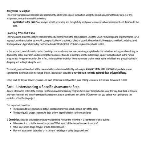 Part I Understanding A Specific Assessment Step Part I Understanding A Specific Assessment Step