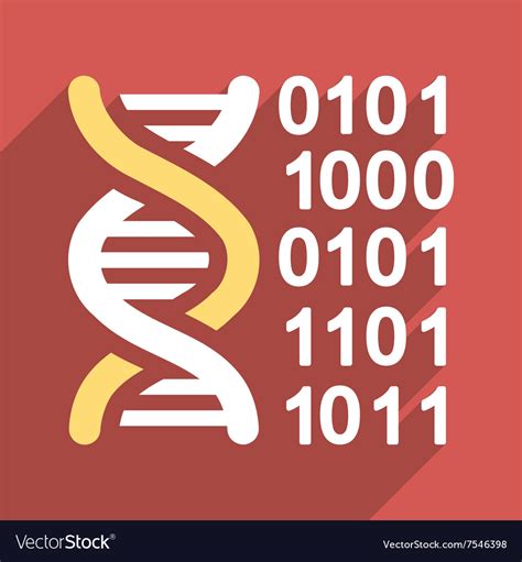 Genome Code Flat Long Shadow Square Icon Vector Image