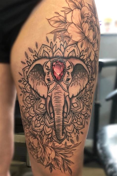 An Elephant Mandala Tattoo Featuring A Ganesha Mandala Design