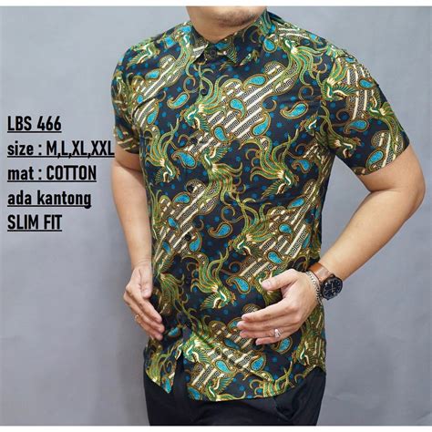 Jual Batik Cowok Slimfit Pendek Lbs 466 Shopee Indonesia